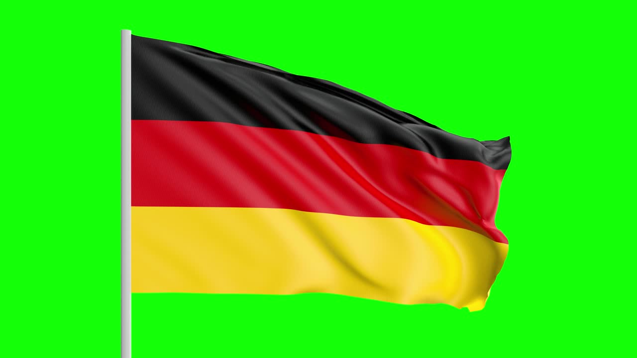 National flag of germay waving in the wind on green screen with alpha ...