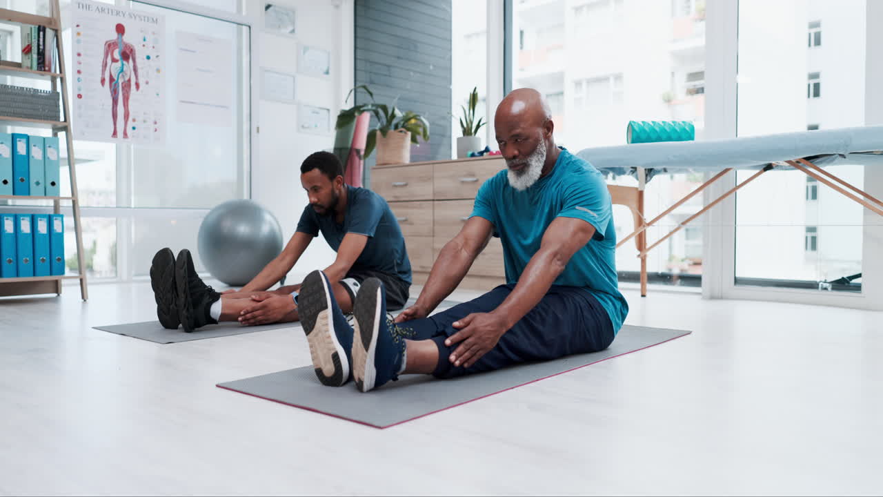 Premium stock video - Physiotherapy, stretching legs