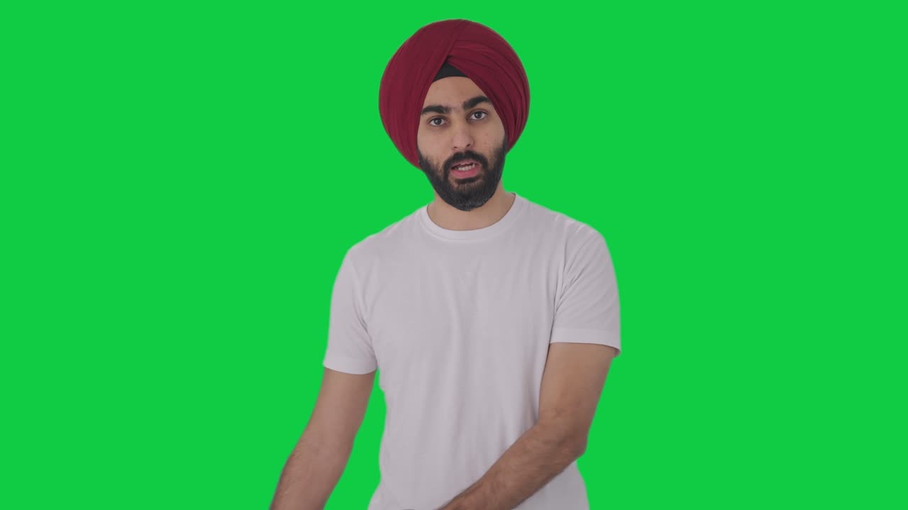 Angry Sikh Indian Man Shouting On Someone Green Screen Free Stock Video ...
