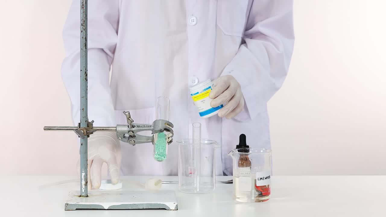 Chemical reaction demonstration in a laboratory setting | Premium Stock ...