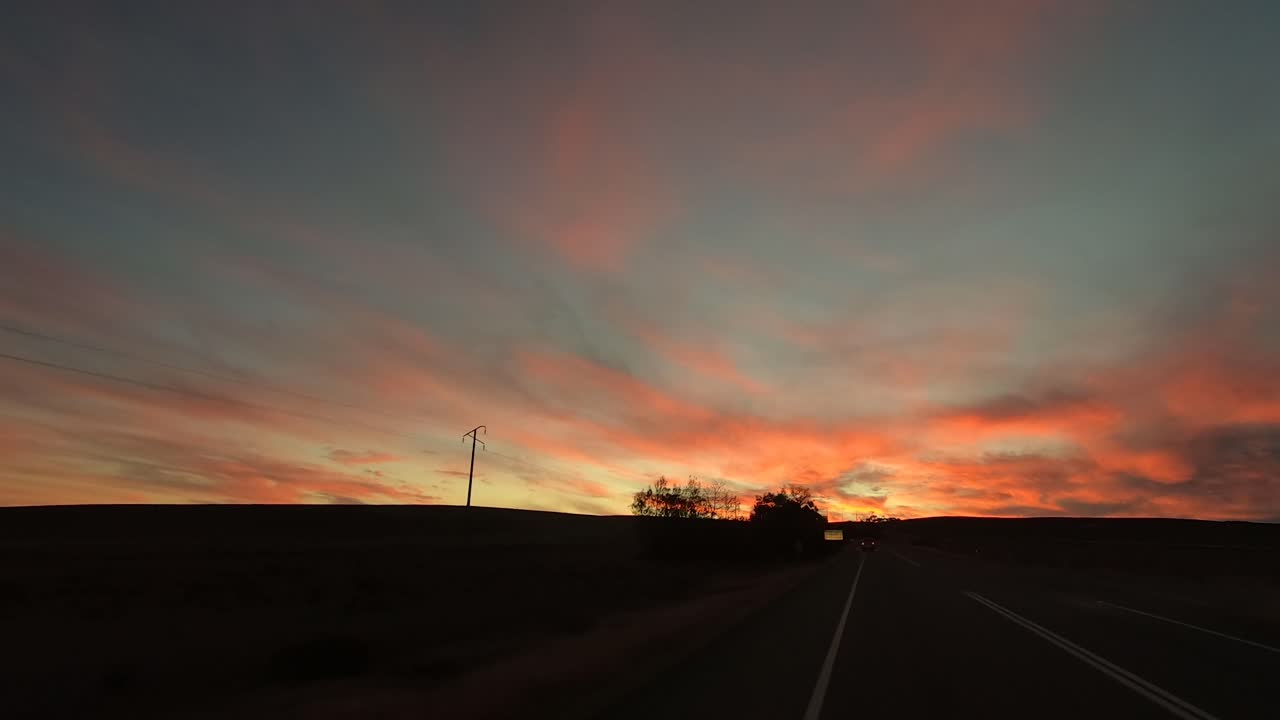 Driving into the sunset on the way to Wallaroo South Australia ...