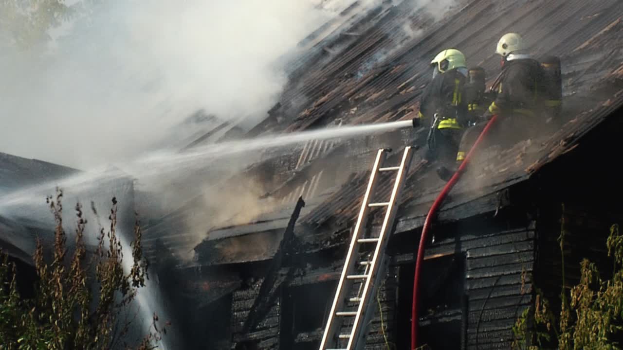 Premium stock video - Smoke clouds from burnt building fire disaster ...