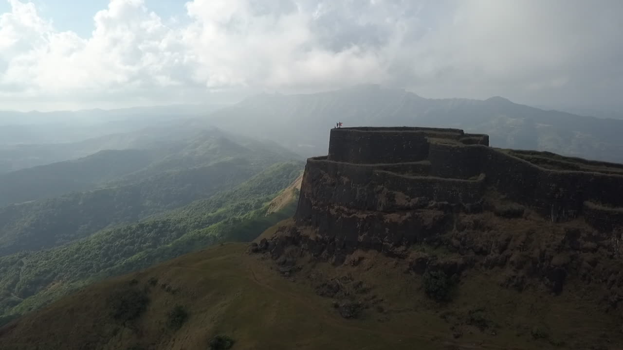 Premium stock video - Aerial: zunjar machi, torna fort has commanding ...