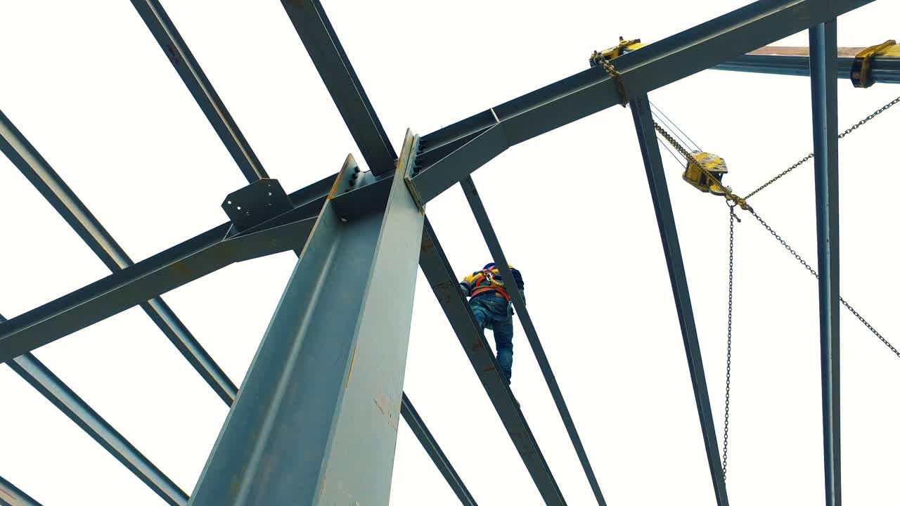 Premium stock video - Construction site in metal framework grider with ...