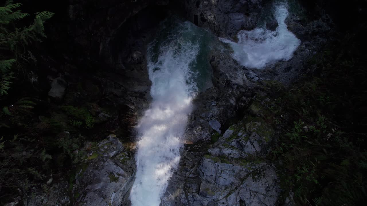 Birds-eye View Of Water Rushing Down Forest Mountain Stream Free Stock ...