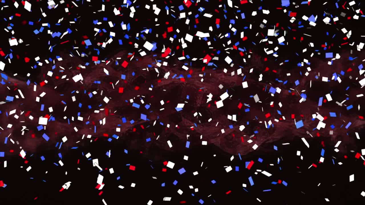 Premium stock video - Animation of blue and red confetti over shapes on ...