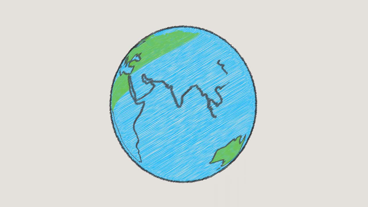 Animation of planet earth in blue and green spinning on grey background ...