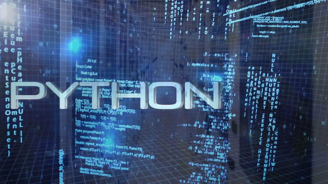 python programming language animation over digital code and data ...