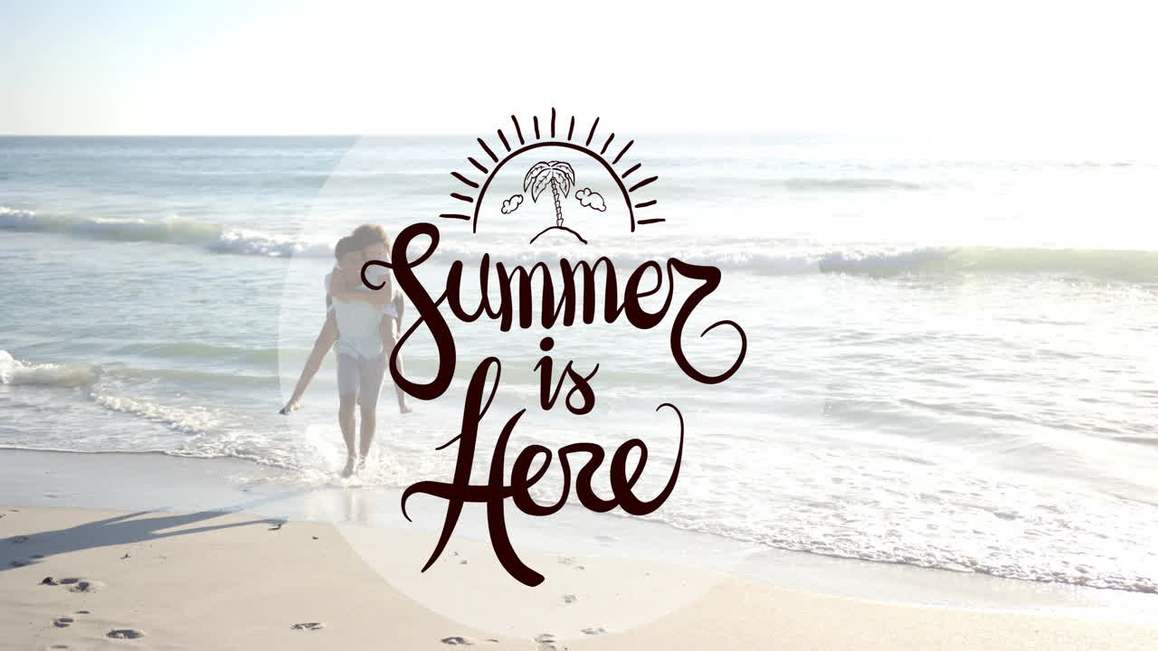 Premium stock video - Animation of summer is here text over diverse ...