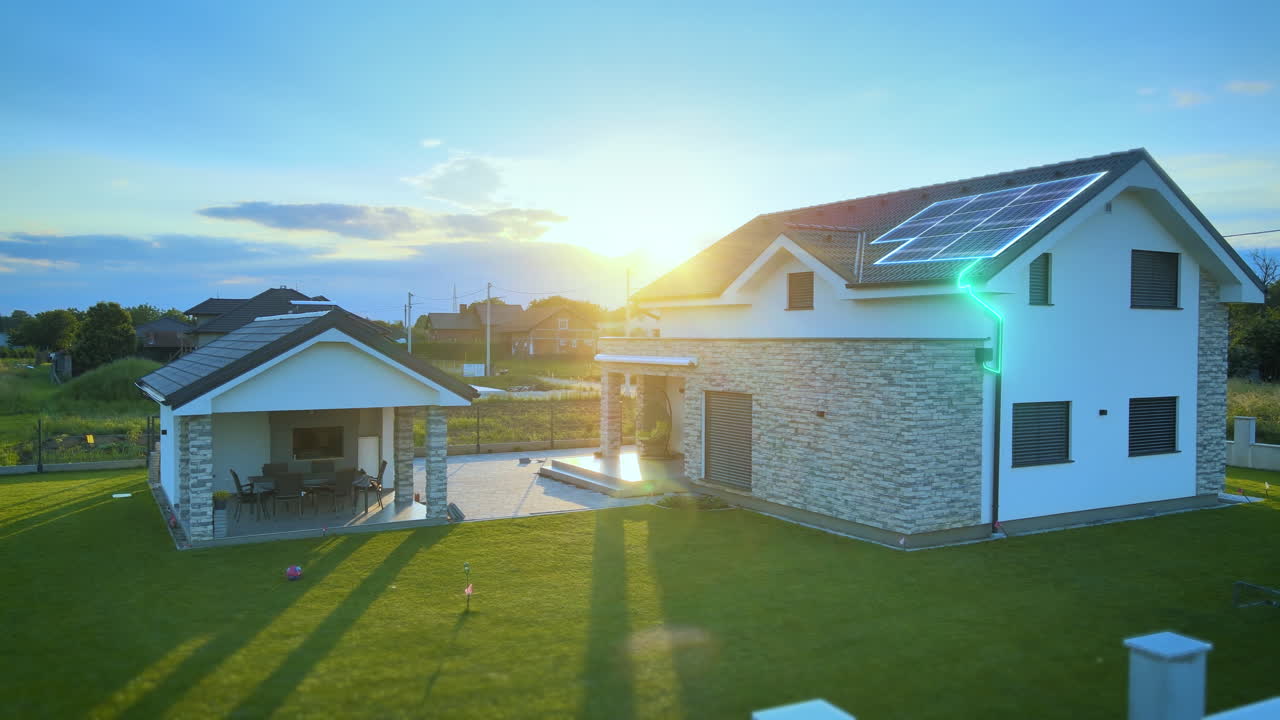 Premium stock video - Solar panel home installation idea, computer ...