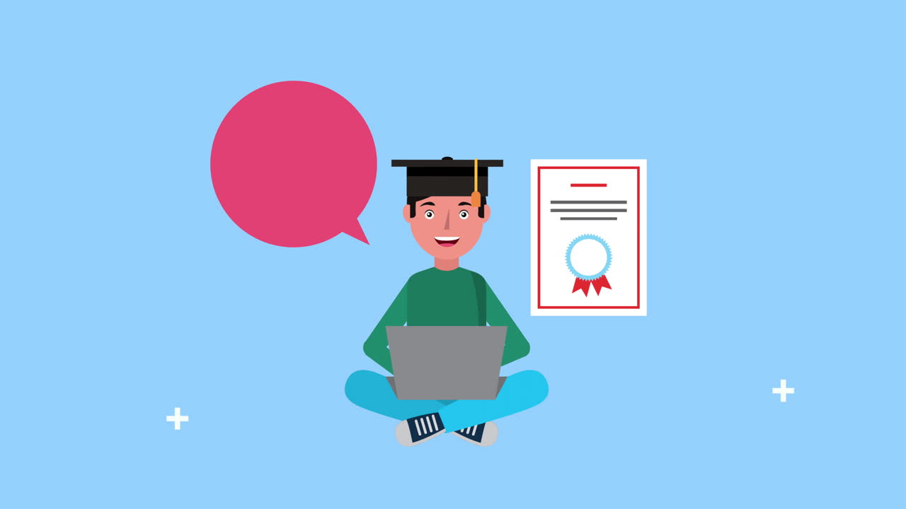 Young student boy with laptop elearning | Premium Stock Video Footage