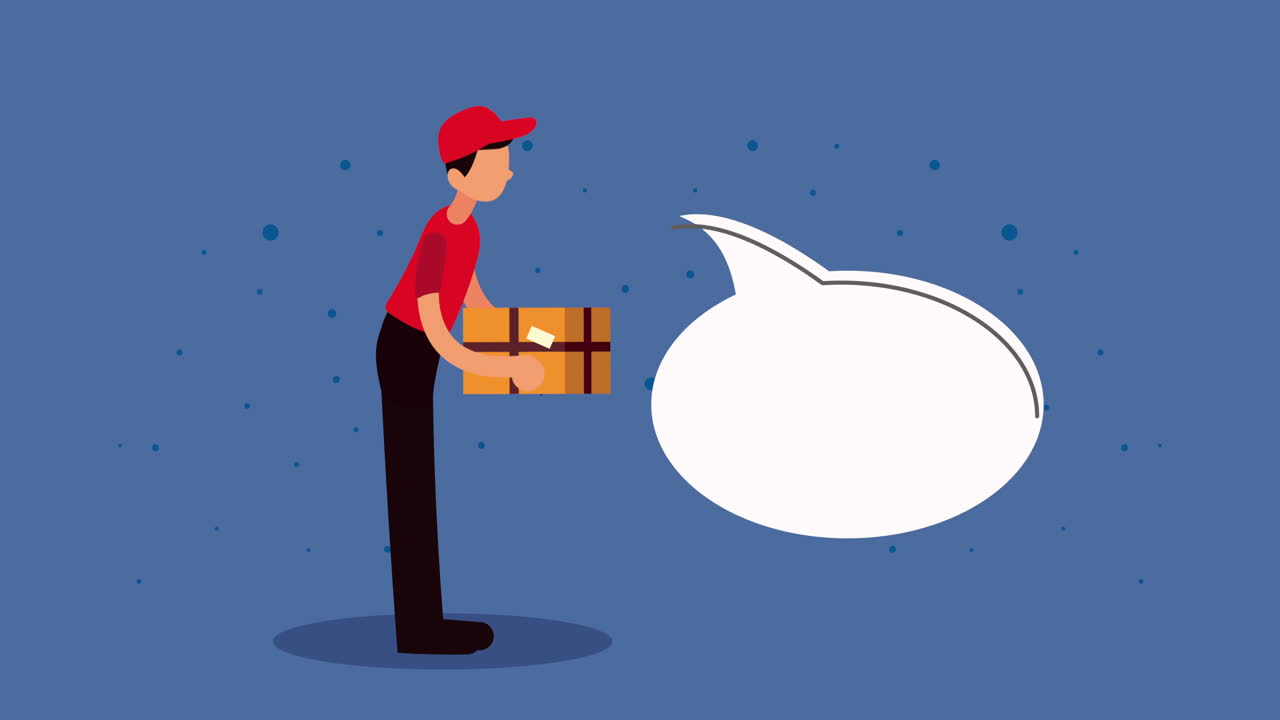 Courier lifting box delivery service animation | Premium Stock Video ...