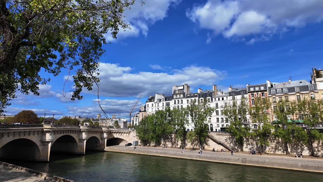 Seine river Paris France riverfront landmark buildings Europe capital ...