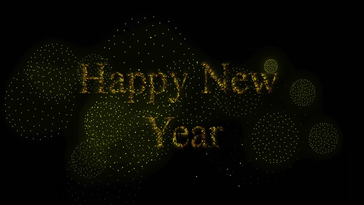 Animation of happy new year text over shapes | Premium Stock Video Footage