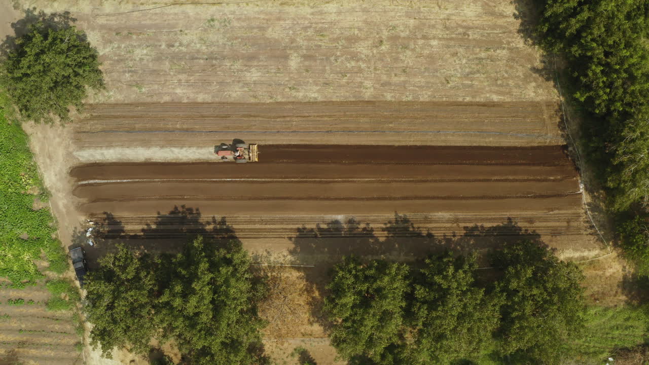Tillage Tractor Ploughing At Backcountry Northern California Aerial ...