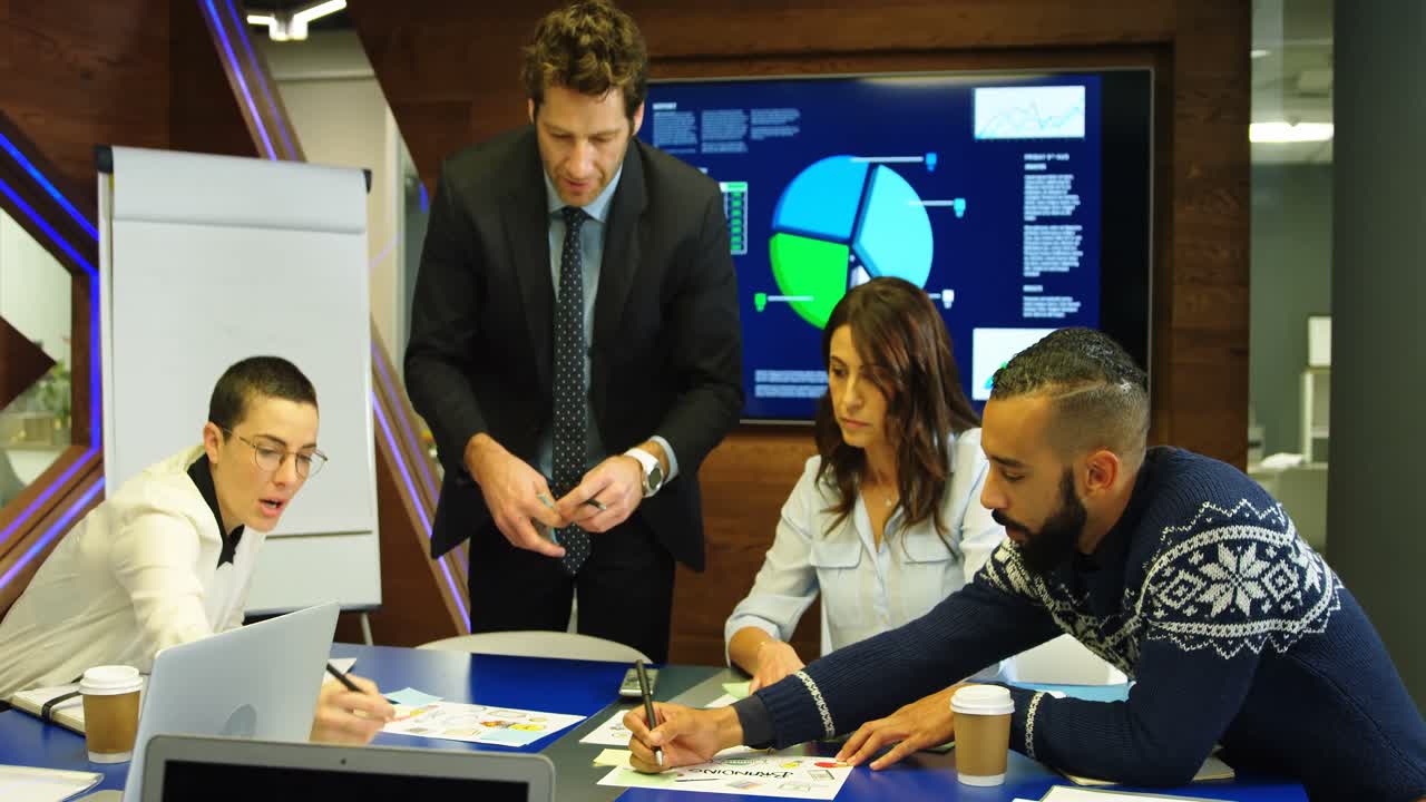 Premium stock video - Executives working in conference room 4k