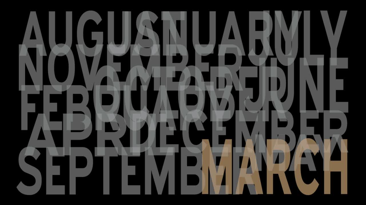 calendar of the months that passed during the year. animated black ...