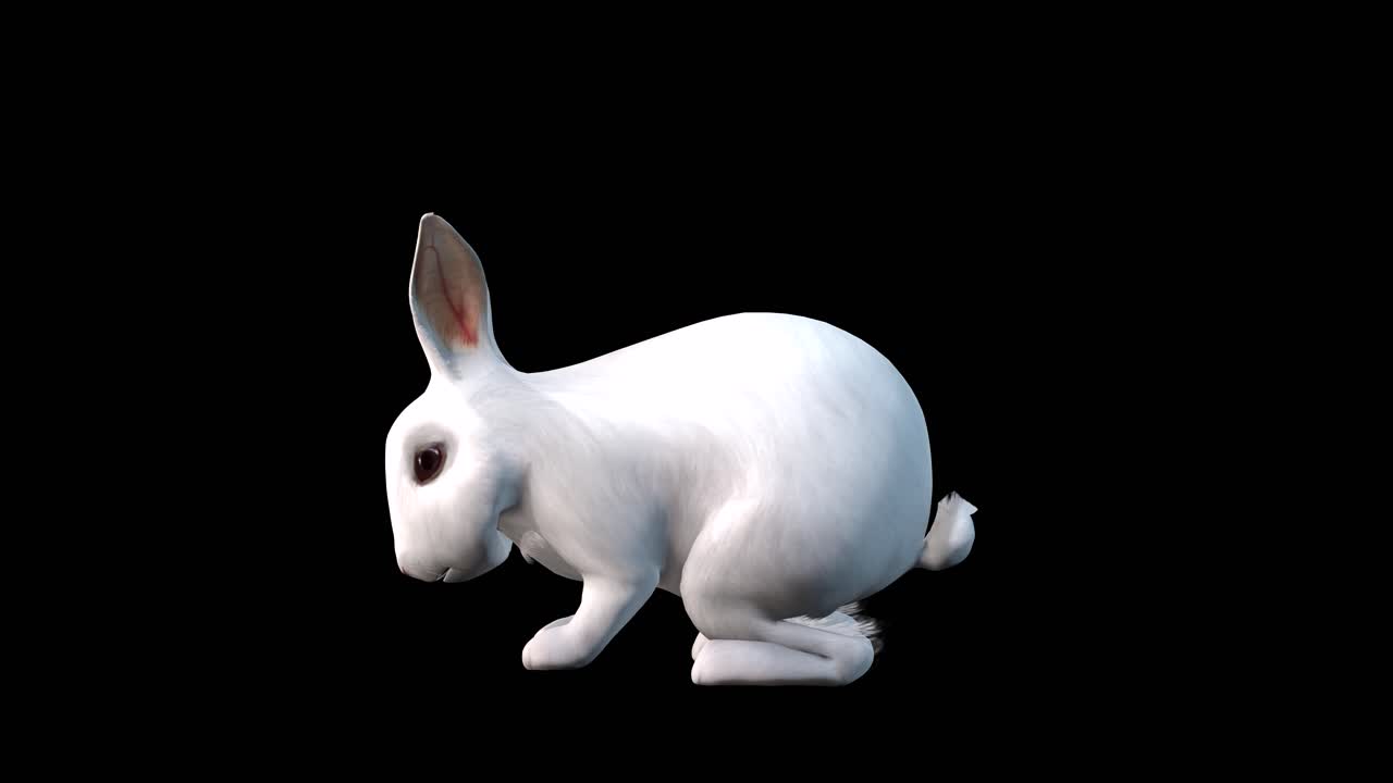 A rabbit idle on black background with alpha channel included at the ...