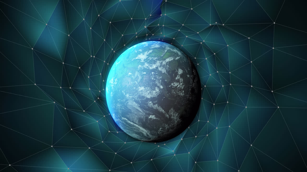 Animation of globe with world map and data over digital space with ...