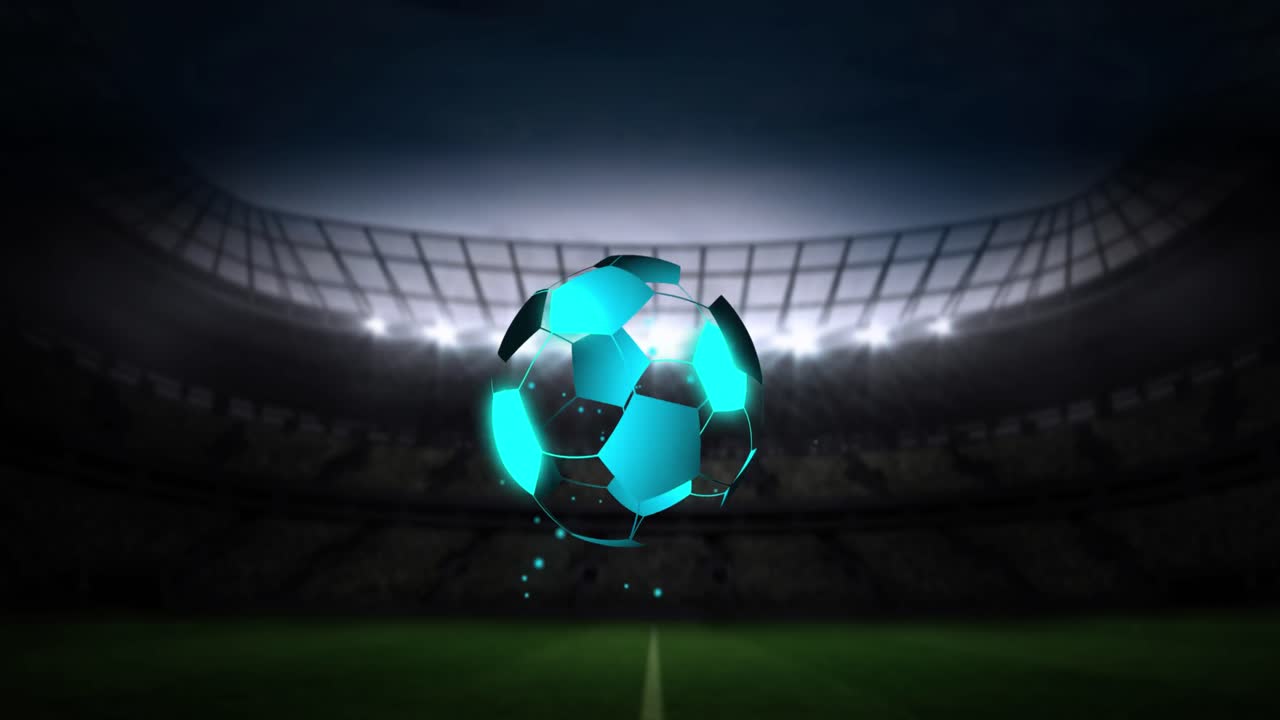 Premium stock video - Animation of digital football over stadium