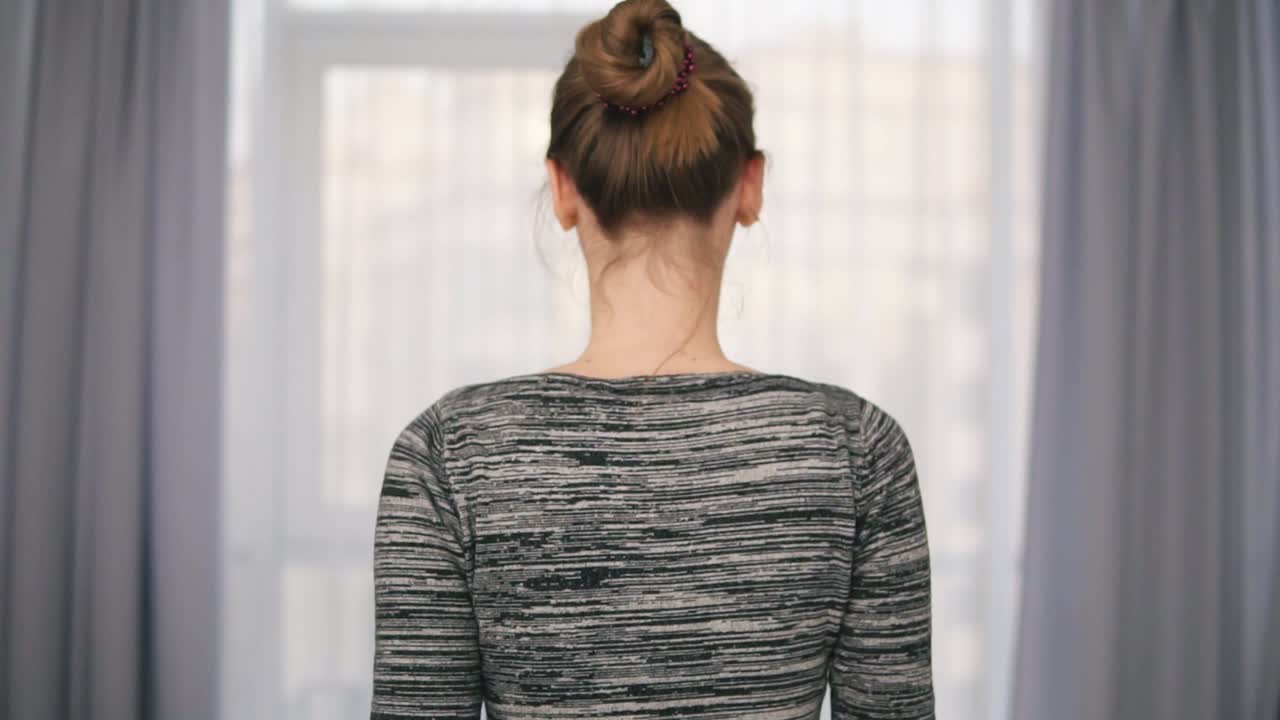 Free stock video - Back view of young attractive woman opening curtains ...