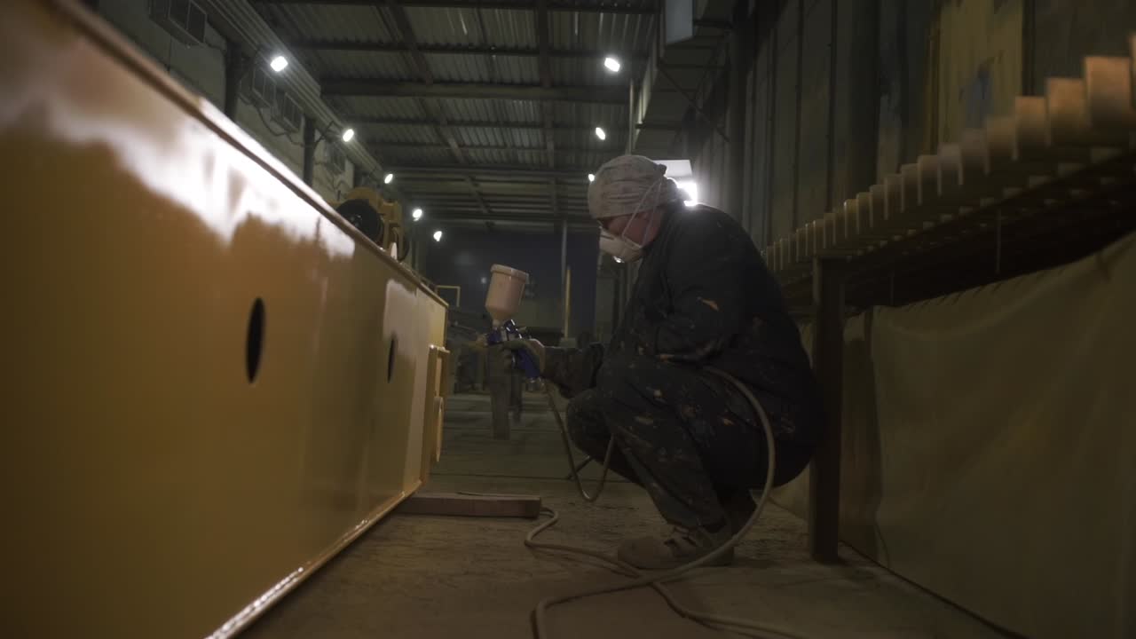 Industrial Metal Painting Process | Premium Stock Video Footage