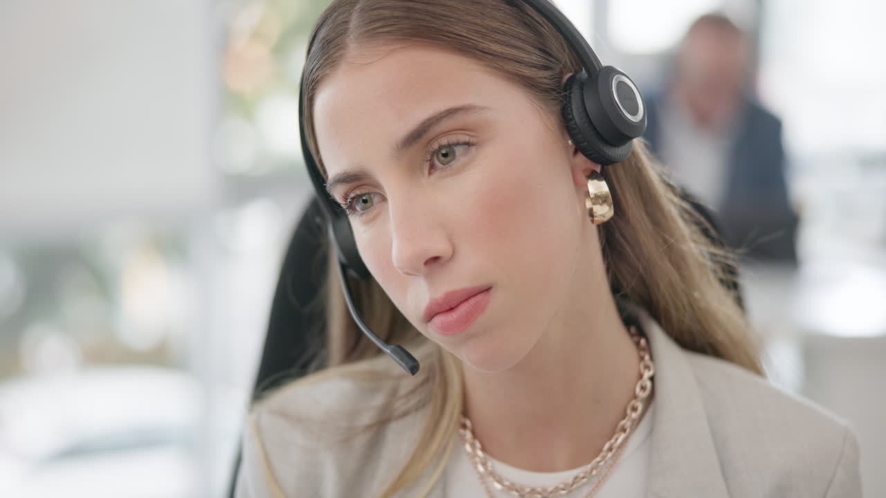 Virtual Assistant, Face Or Woman Typing In Call Free Stock Video ...