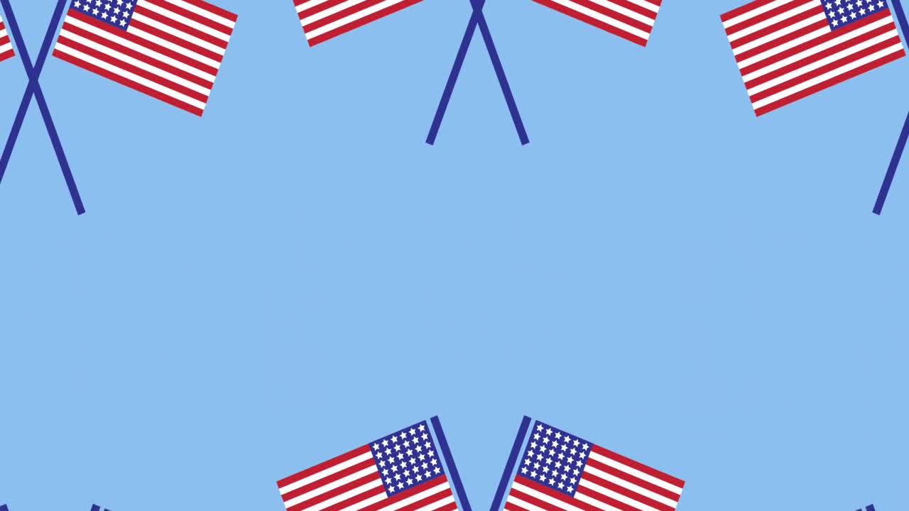 Premium stock video - Animation of american flags moving over blue ...