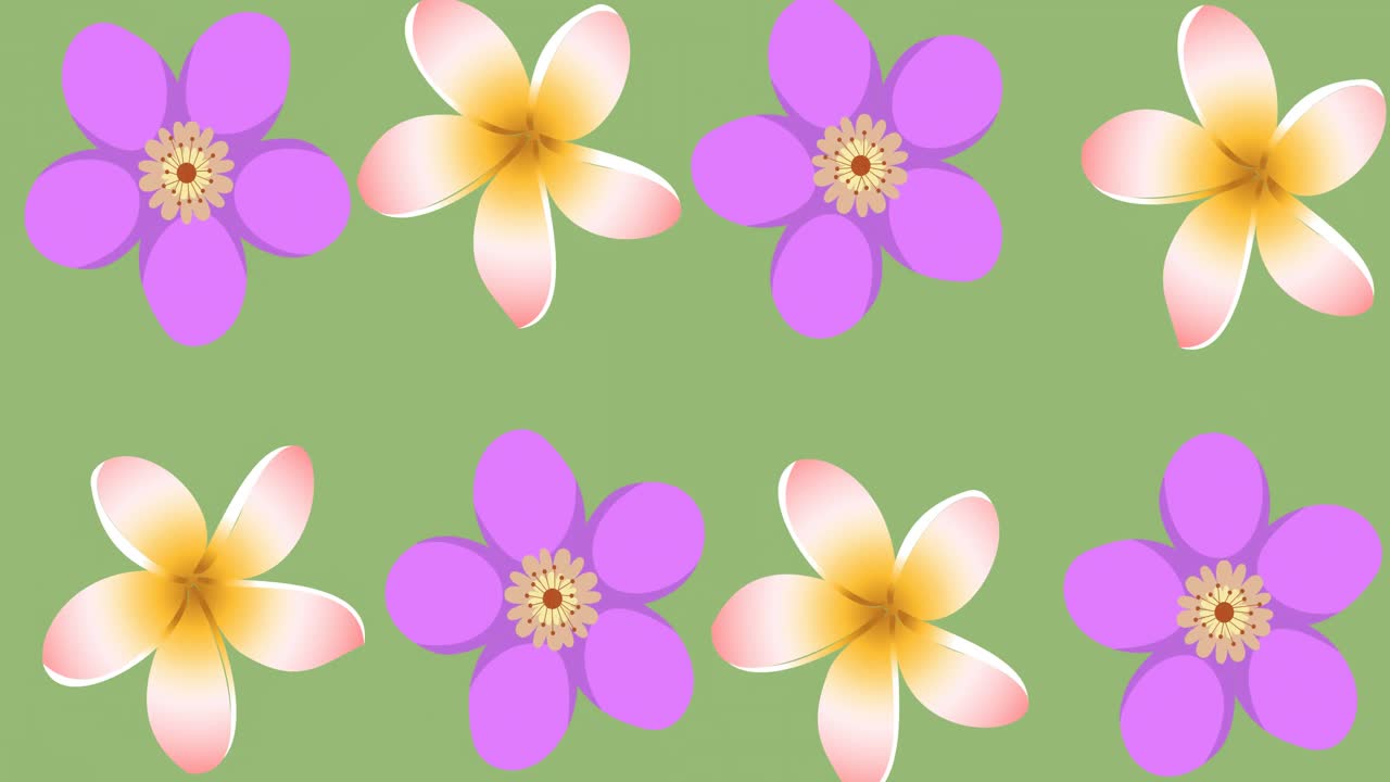 Animación de flores púrpuras girando sobre un fondo verde | Vídeo de ...