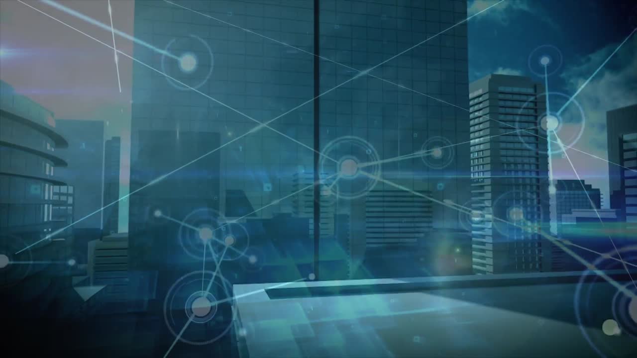 Premium stock video - Animation of network of connections over office ...