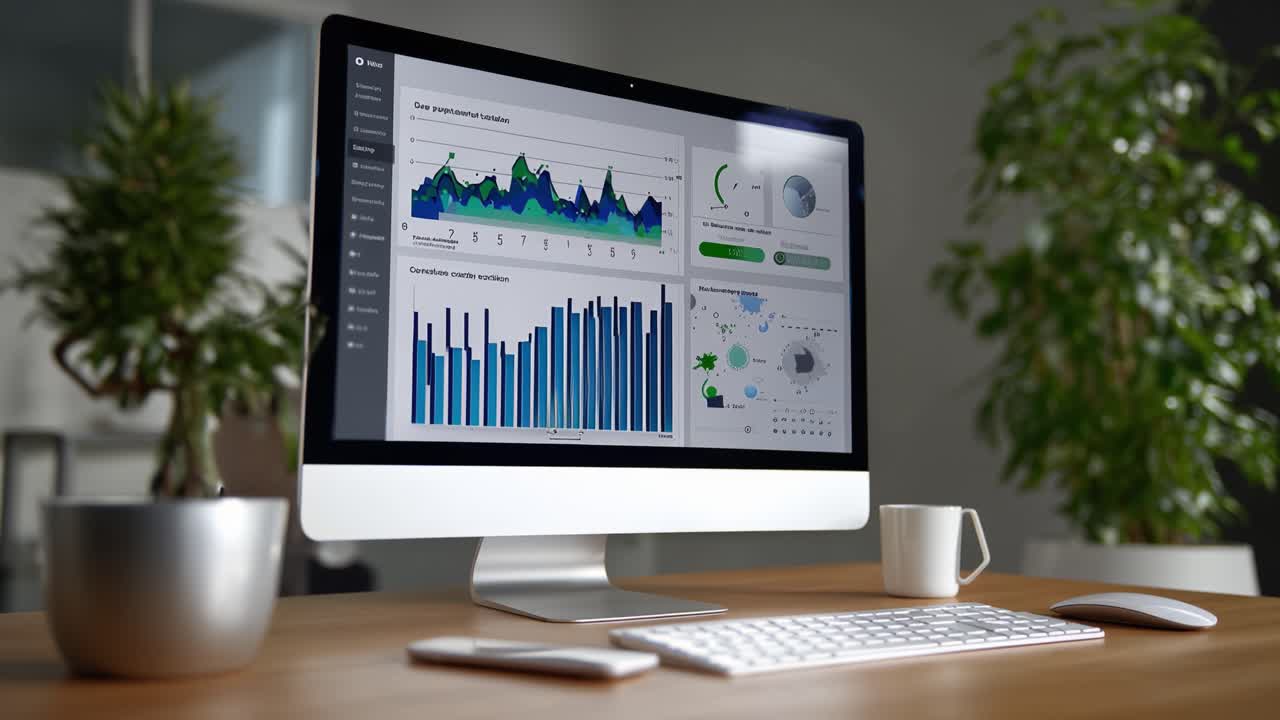 Data Analysis Dashboard with Graphs and Charts Displayed on a Computer ...