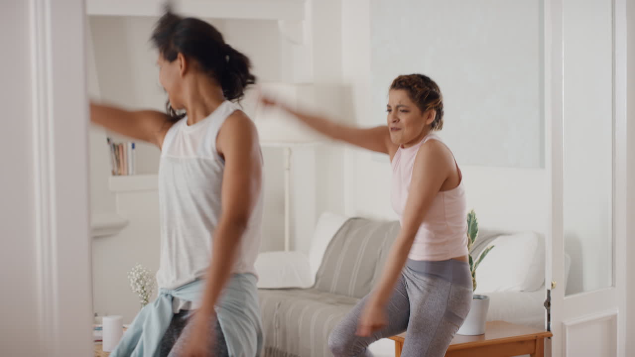 Cool teenage girls dancing at home best friends practicing hip hop ...