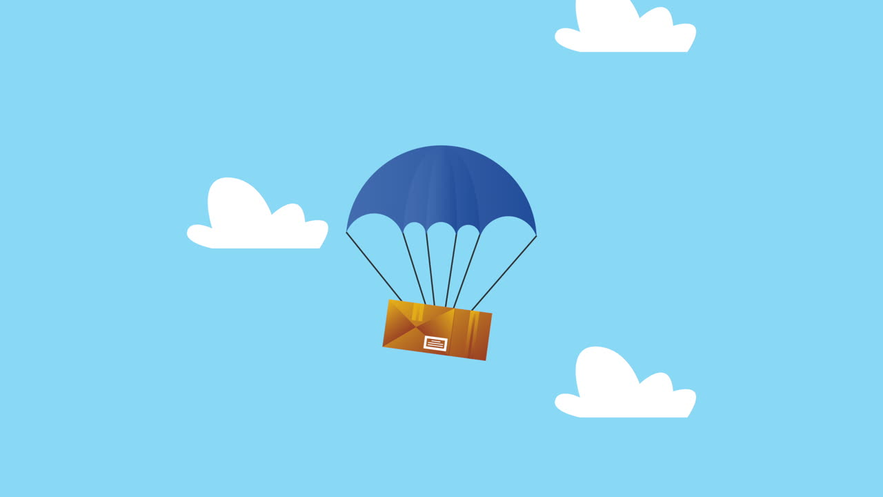 Postal service animation with box in parachute | Premium Stock Video ...