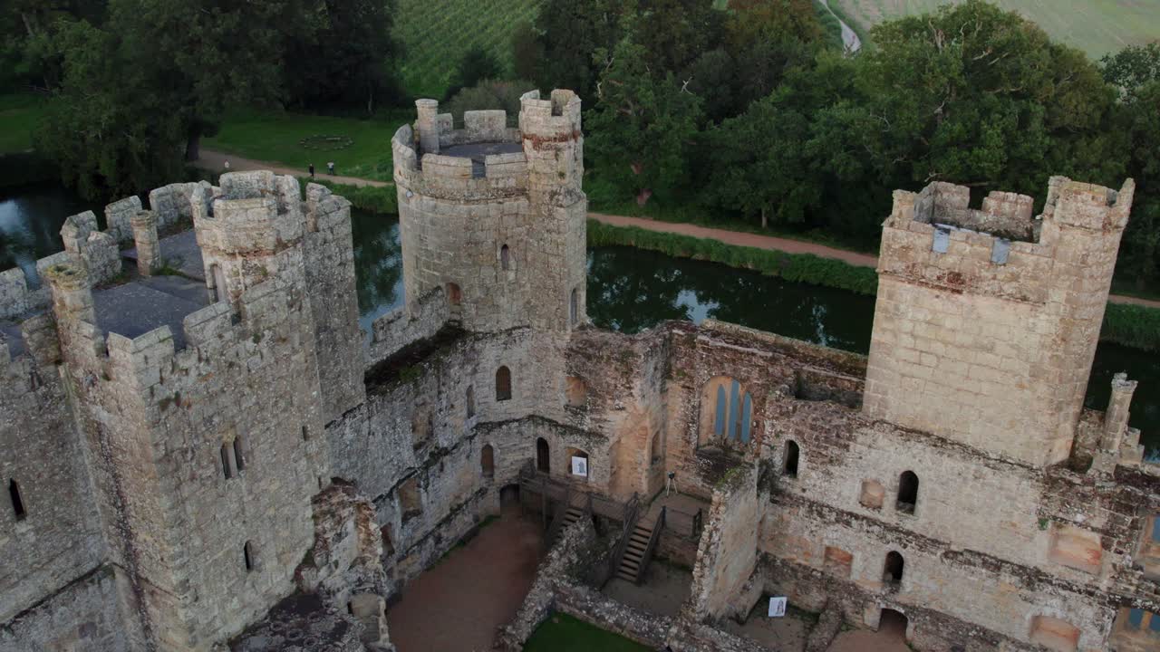 Mideval Castle Towers And Fortress Drone Aerial View Free Stock Video ...
