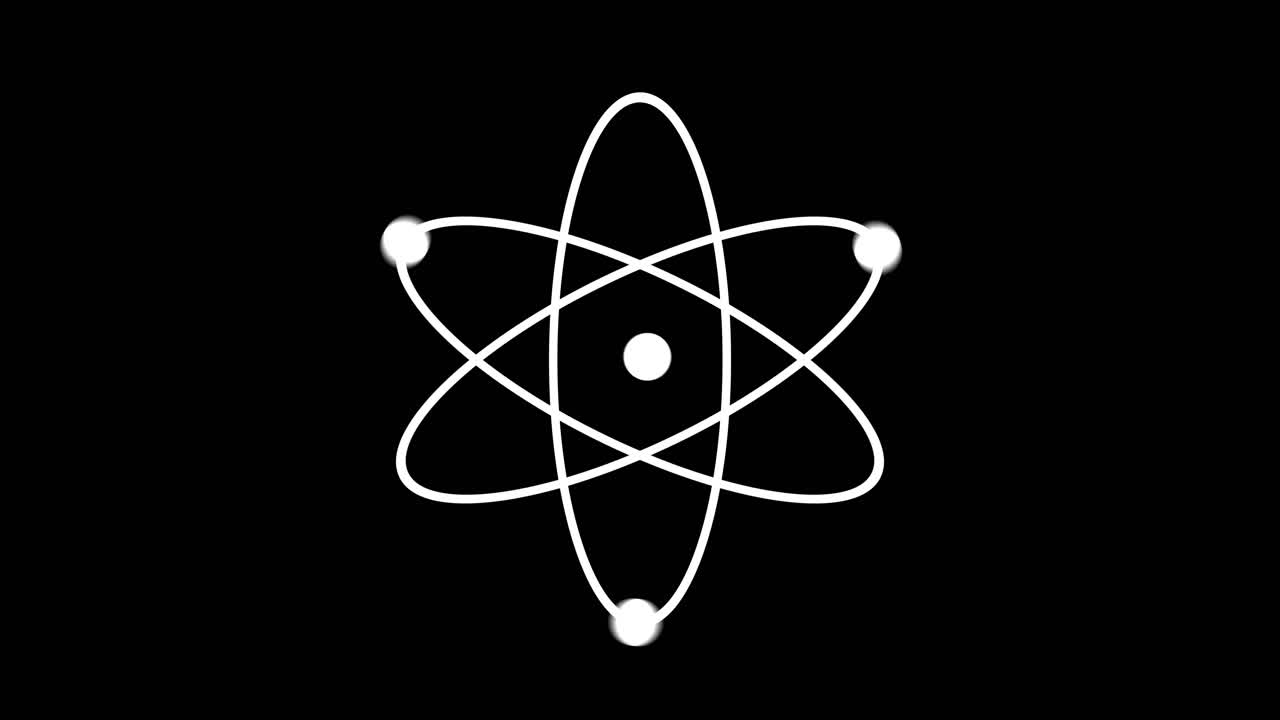 Premium stock video - Rotating quantum atoms animation on black background