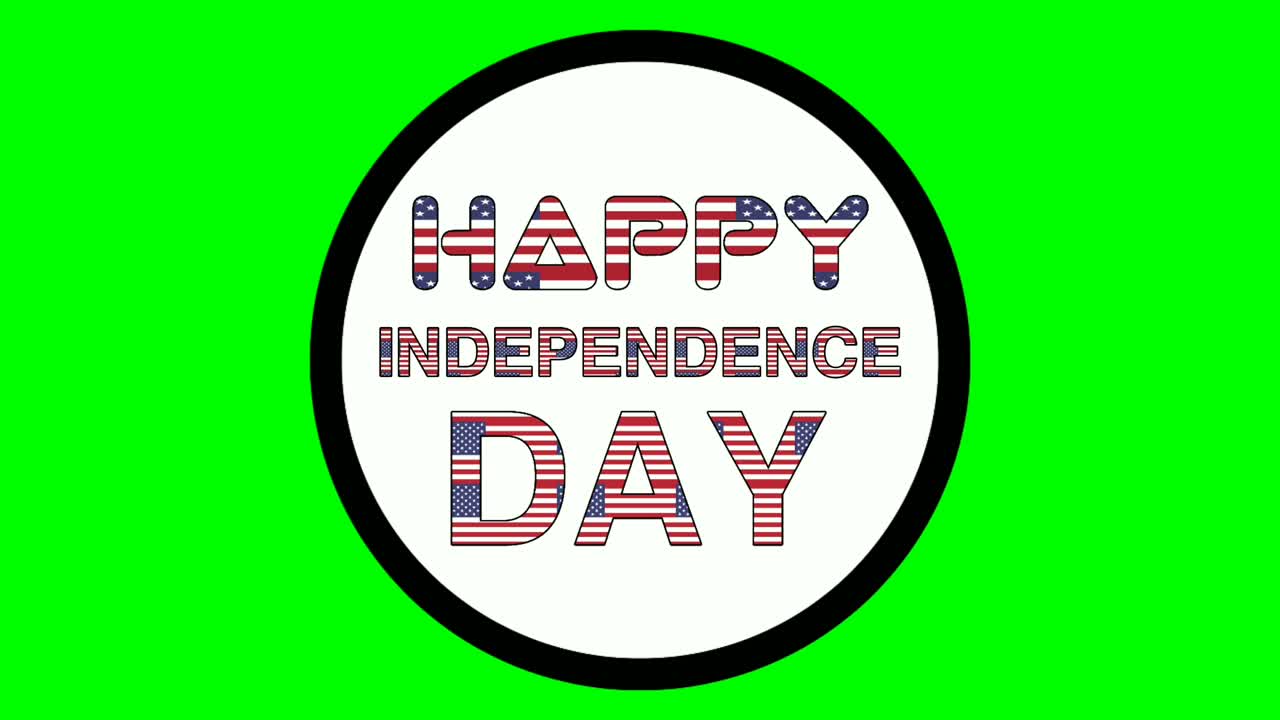 Independence Day Text Animation Cartoon In White Circle On Green Screen ...