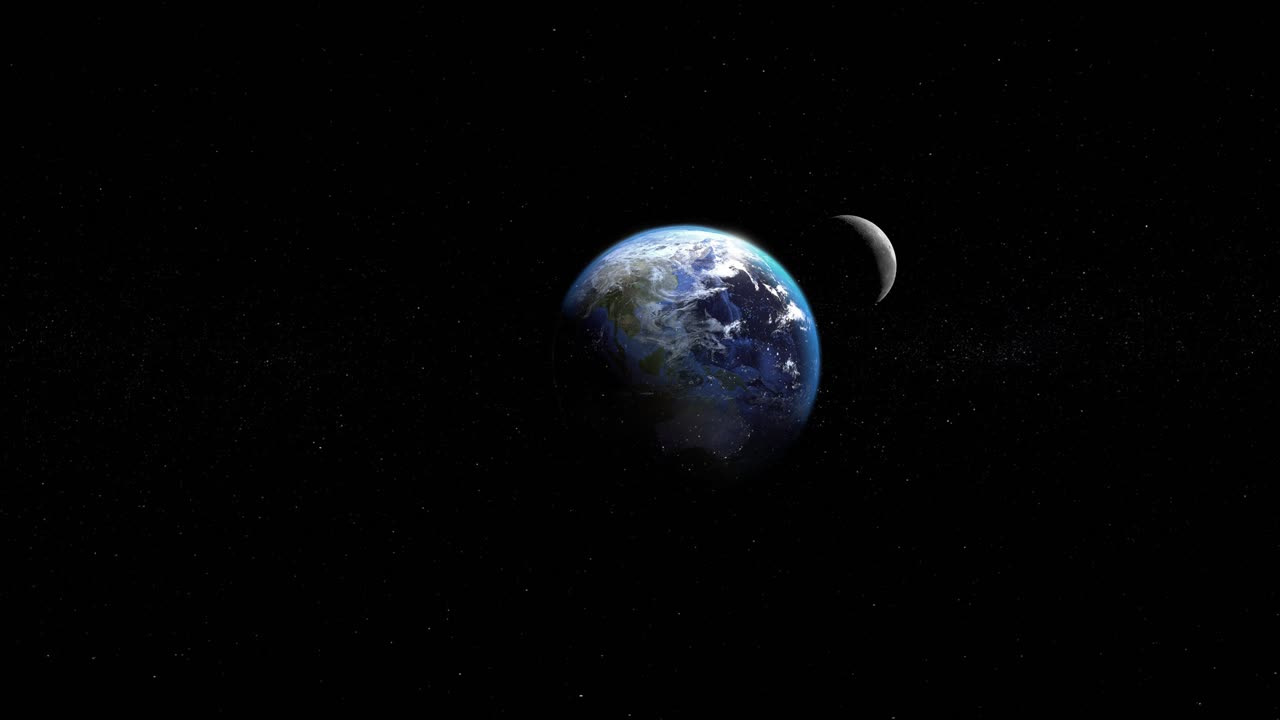 Premium stock video - Zoom in planet earth and moon in space