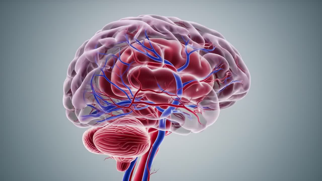 A Detailed 3D Visualization of the Human Brain, Showcasing Neurons and ...