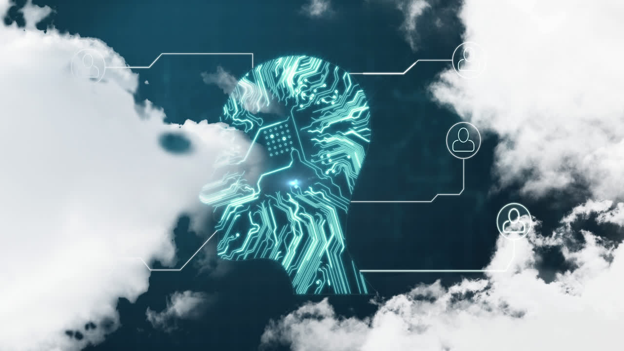 Premium stock video - Futuristic profile and icons 4k