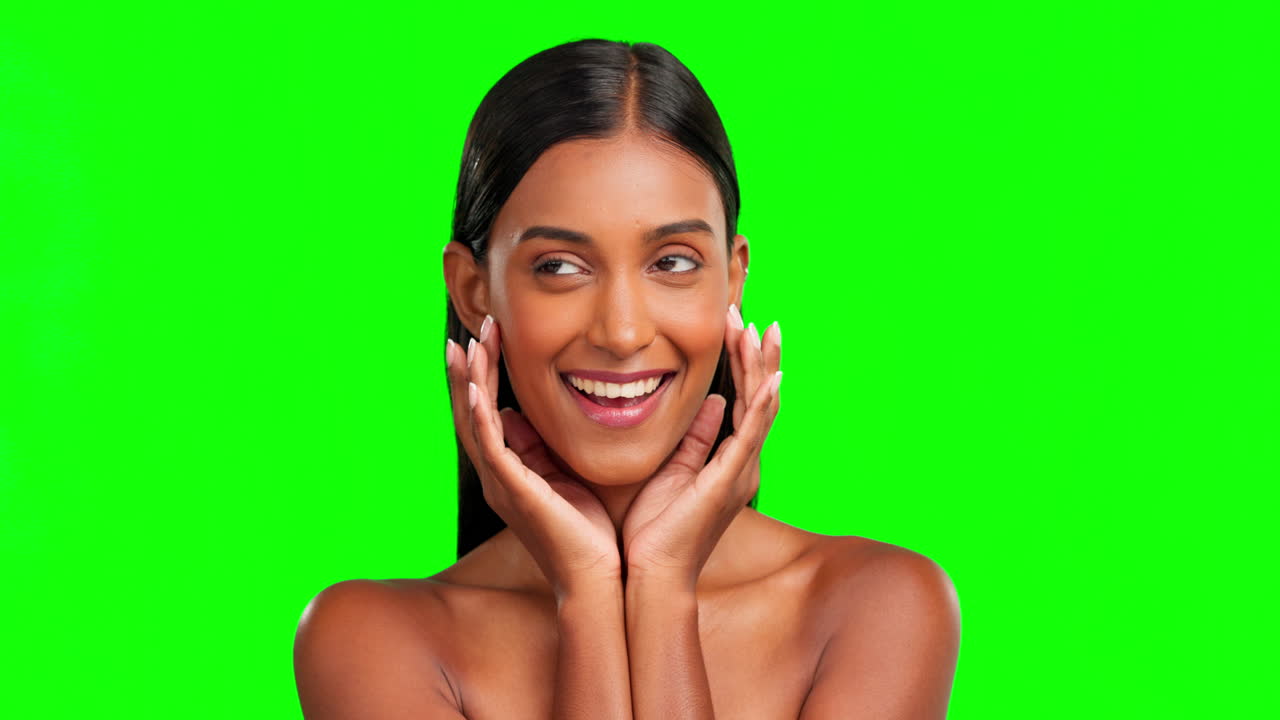 Happy beauty, green screen face | Premium Stock Video Footage