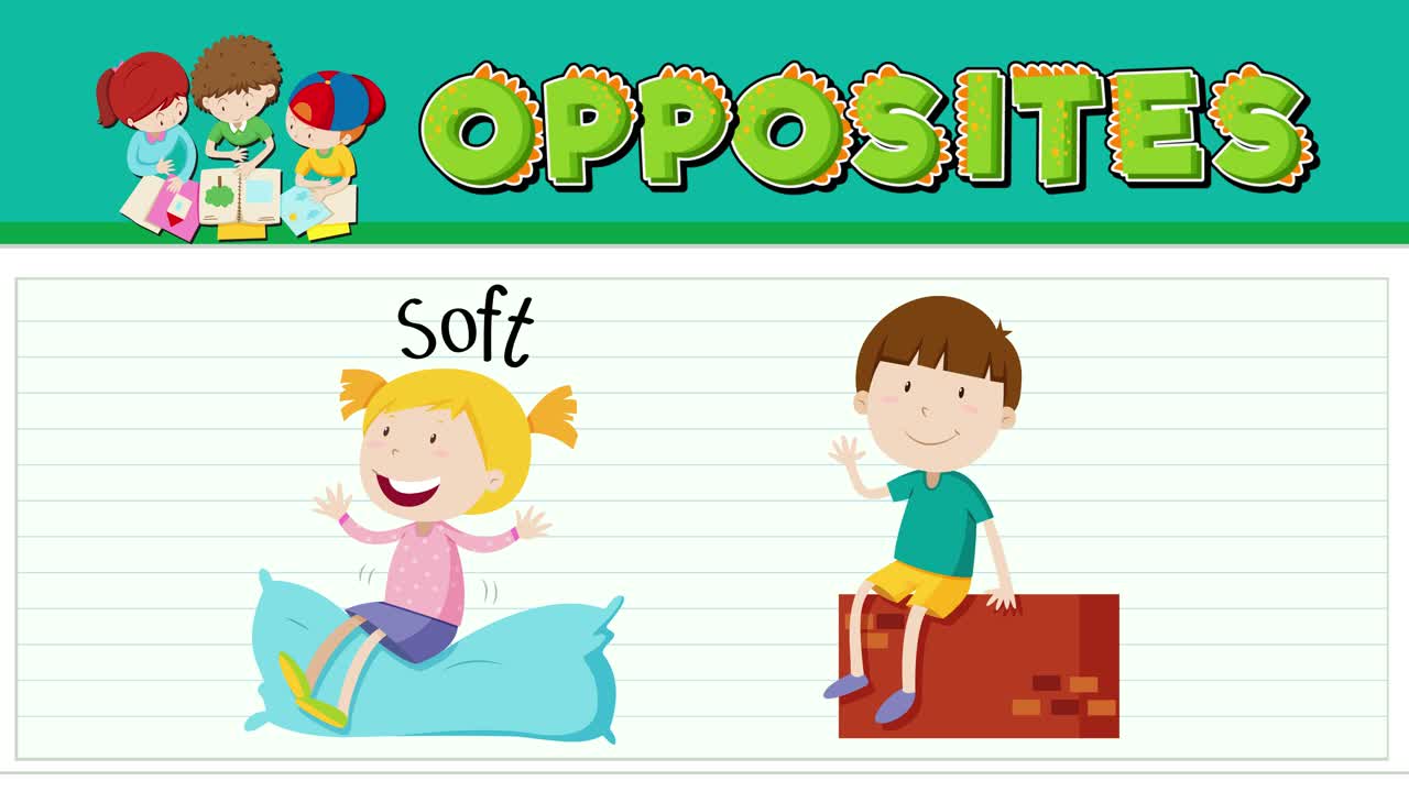 Animated sequence illustrating the concept of opposites with children ...