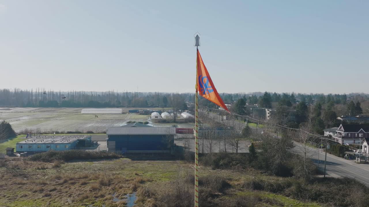 Aerial Orbiting Around Nishan Sahib Triangular Flag On Gurdwaras ...