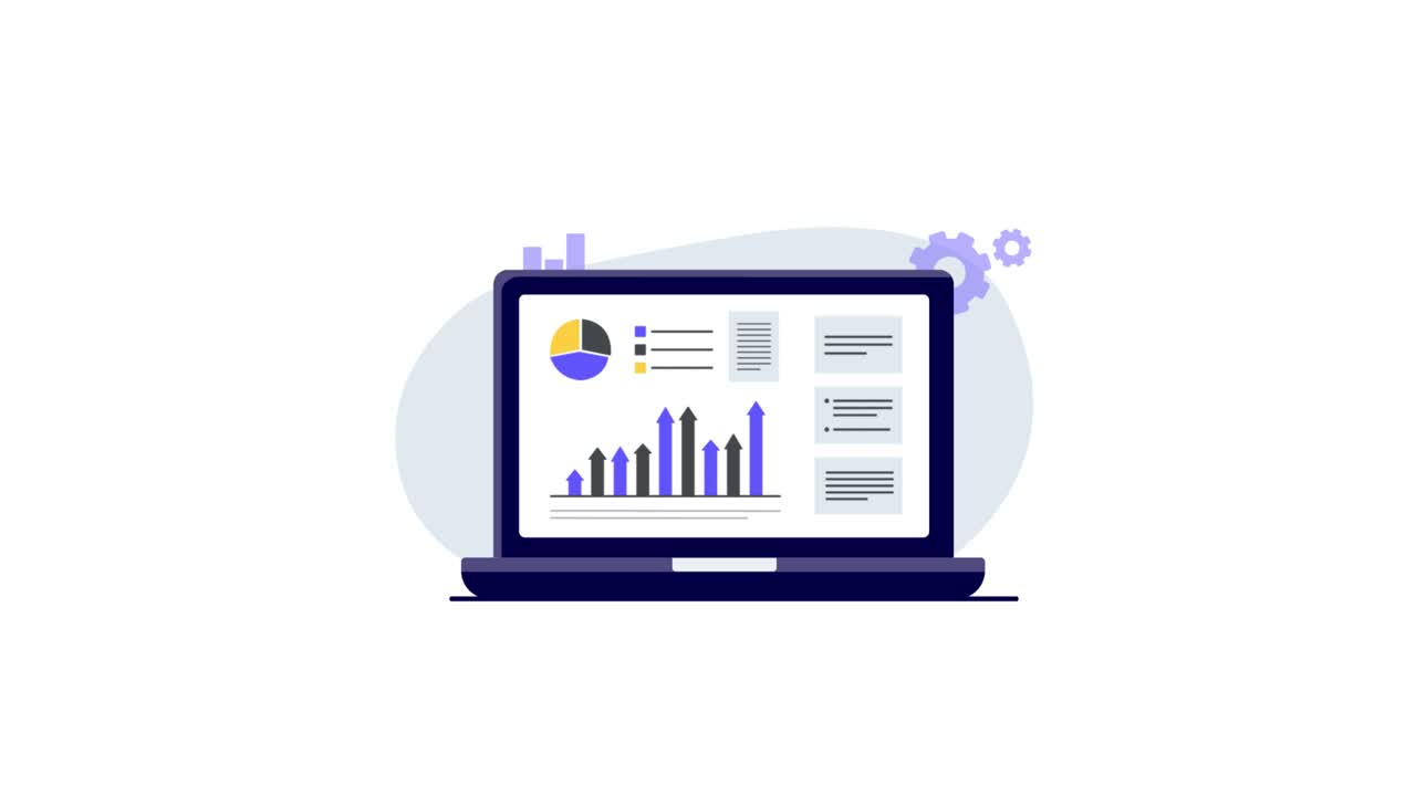 Animated Laptop Displaying Data Analysis and Business Growth | Premium ...