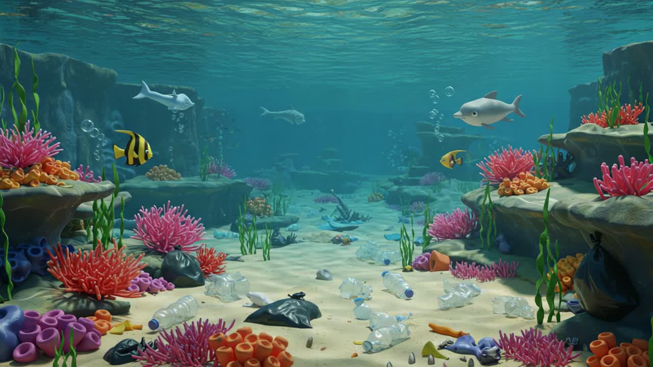 Vibrant Underwater Scene: A Colorful Depiction of Marine Life Amidst ...
