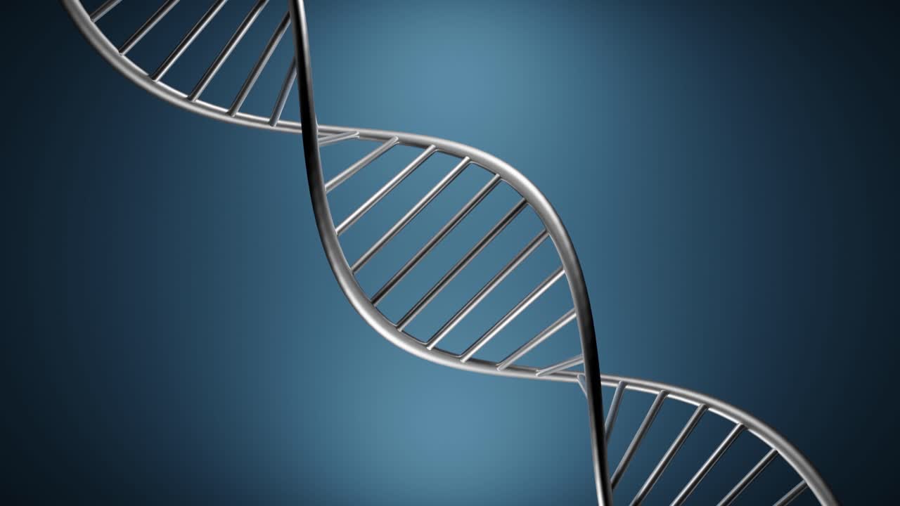 silver 3d dna double helix on blue background | freepik