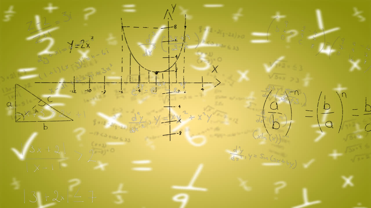Premium stock video - Animation of mathematical equations on yellow ...