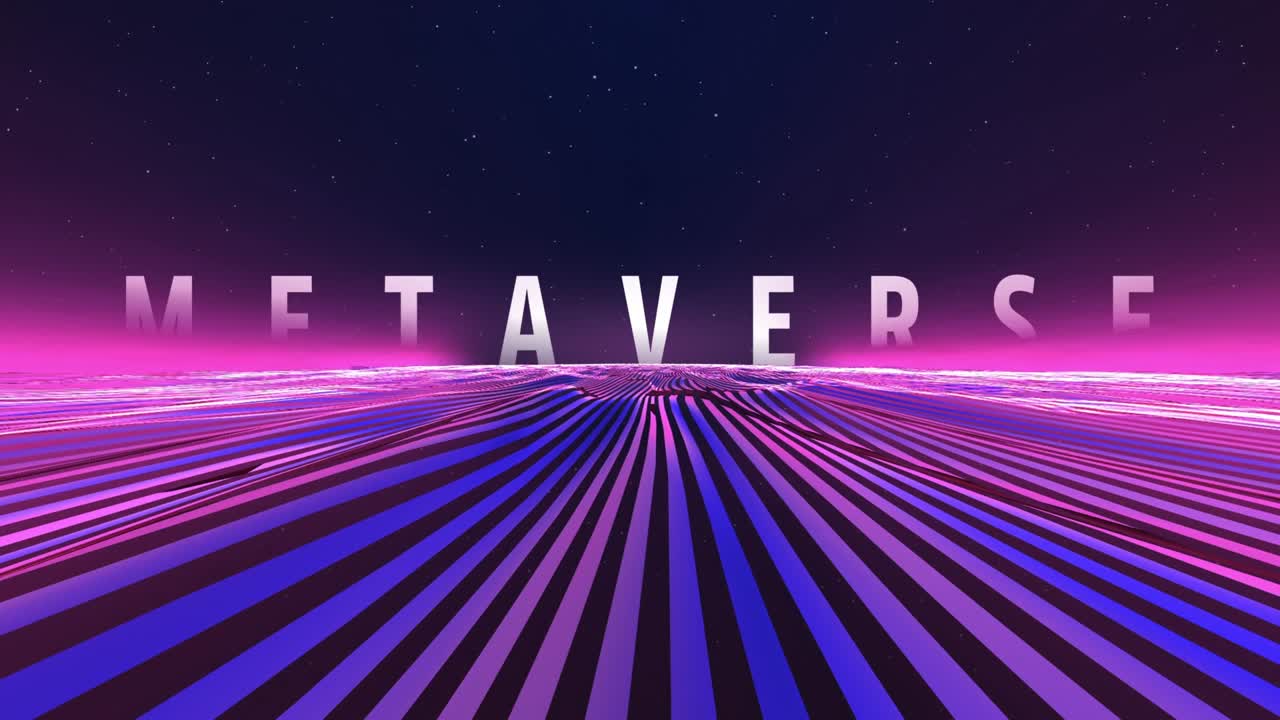 Word metaverse title motion with digital cyber network in futuristic ...