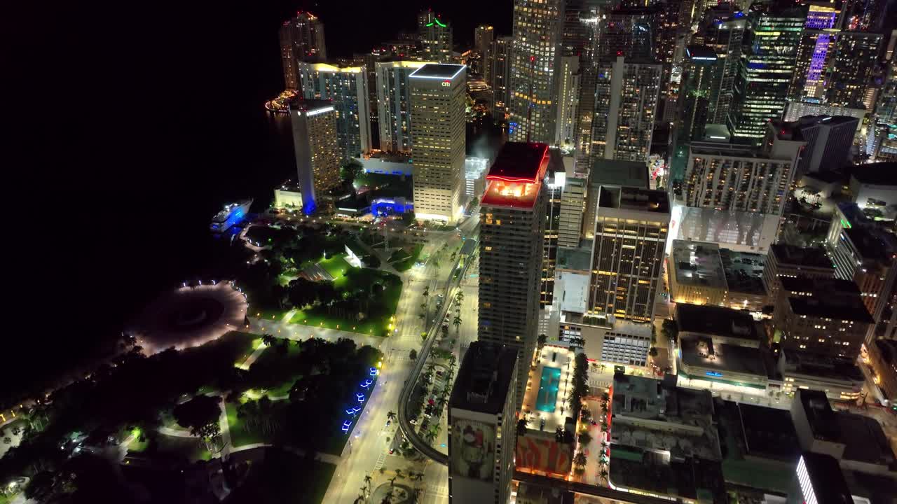 Premium stock video - Miami's nighttime allure unfolds in this aerial ...