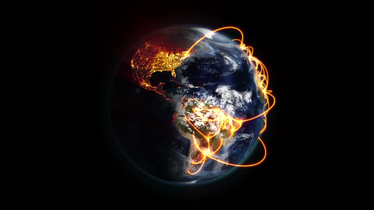 Premium stock video - Cloudy earth with orange connections, image ...