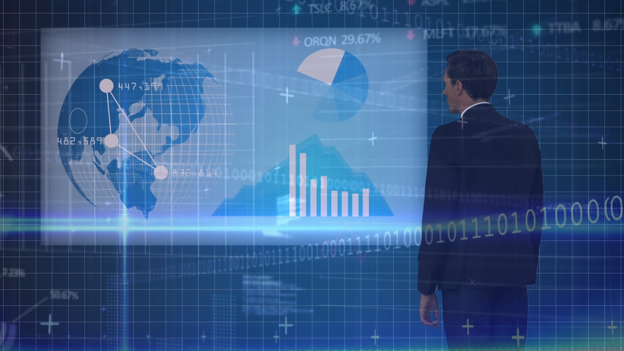 Premium stock video - Animation of graphs, data processing and back ...